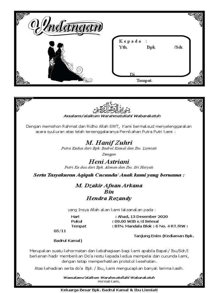 Undangan Syukuran Pernikahan dan Aqiqah | PDF