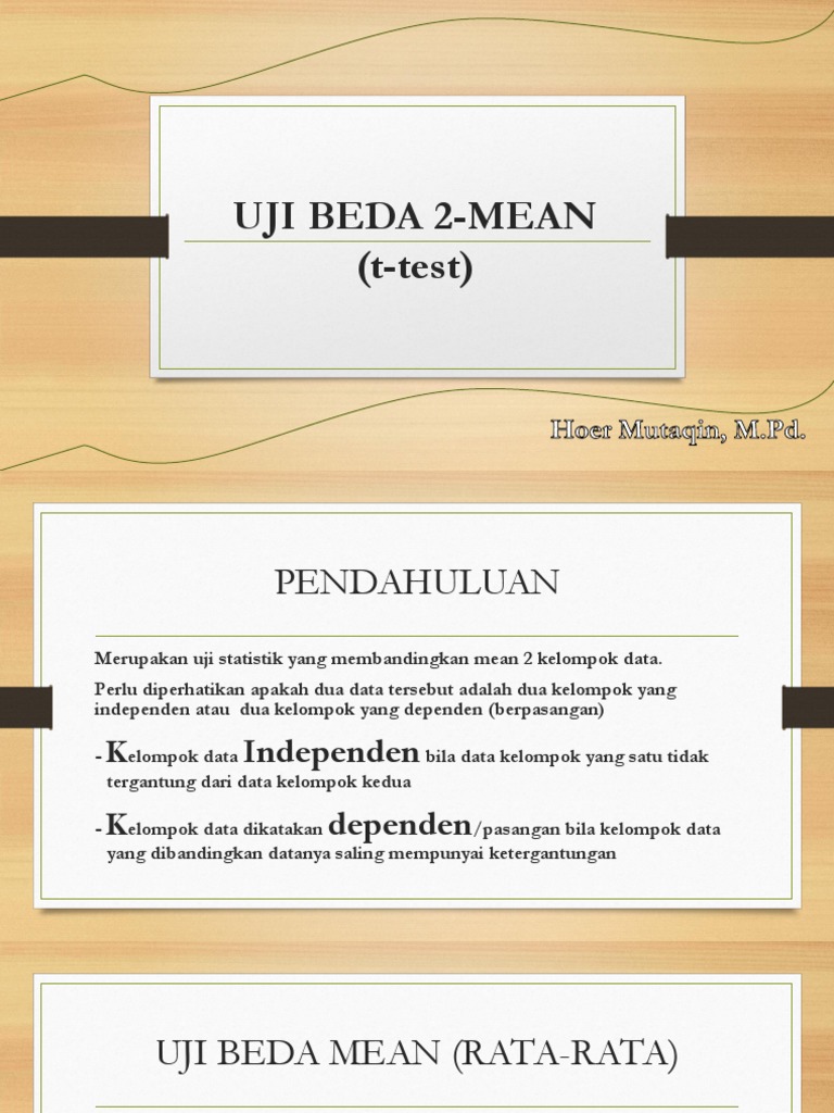 Uji Beda Dua Mean dalam Statistik | PDF
