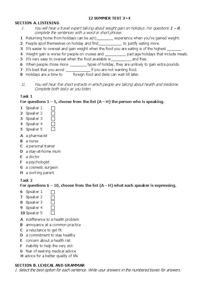 12 Summer Test 3+4 | Download Free PDF | Oceans | Atlantic Ocean