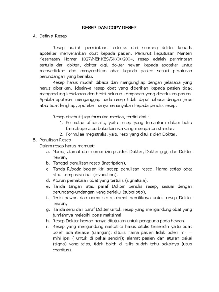 Resep Dan Copy Resep | PDF