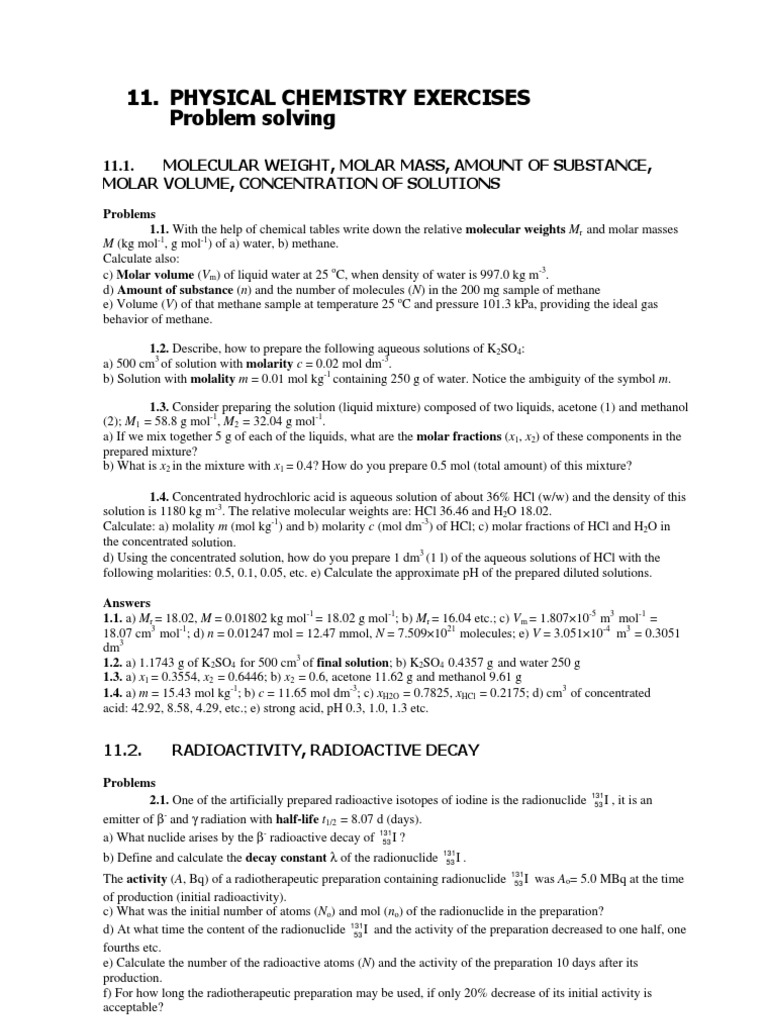PhysChem Problemsolving | PDF | Ph | Buffer Solution