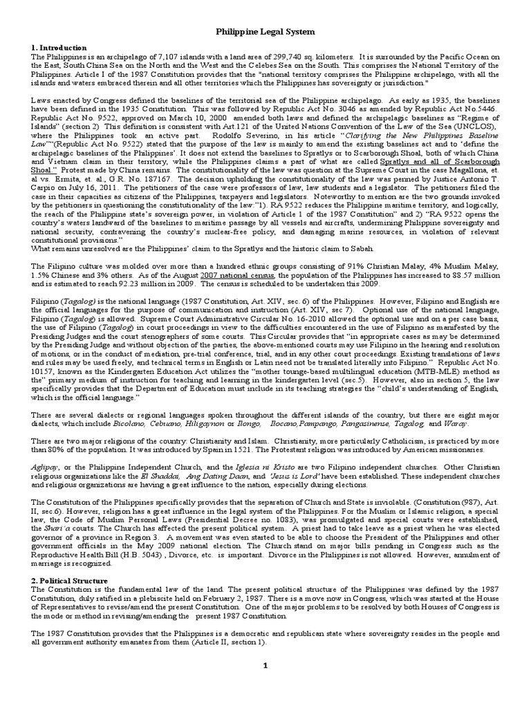 Philippine Legal System | PDF | World Politics | President Of The ...
