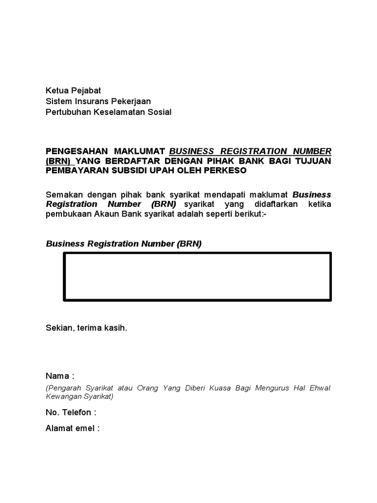Business Registration Form (BRN) | PDF