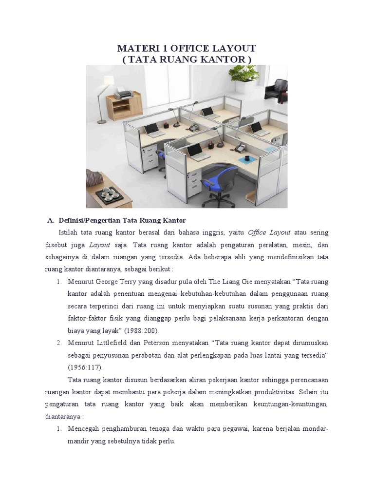 Materi 1 Office Layout (Tata Ruang Kantor) | PDF | Bisnis