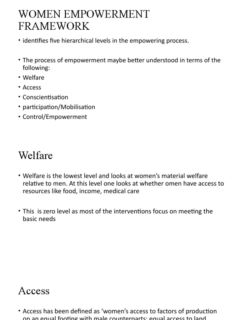 Five Levels of Women's Empowerment: An Analysis of Longwe's Hierarchical Framework for Achieving ...