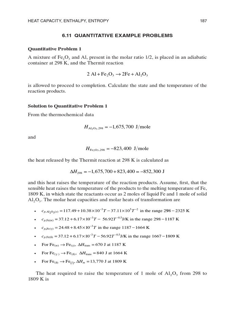 Analysis of the Thermit Reaction: Determining the Final State and ...