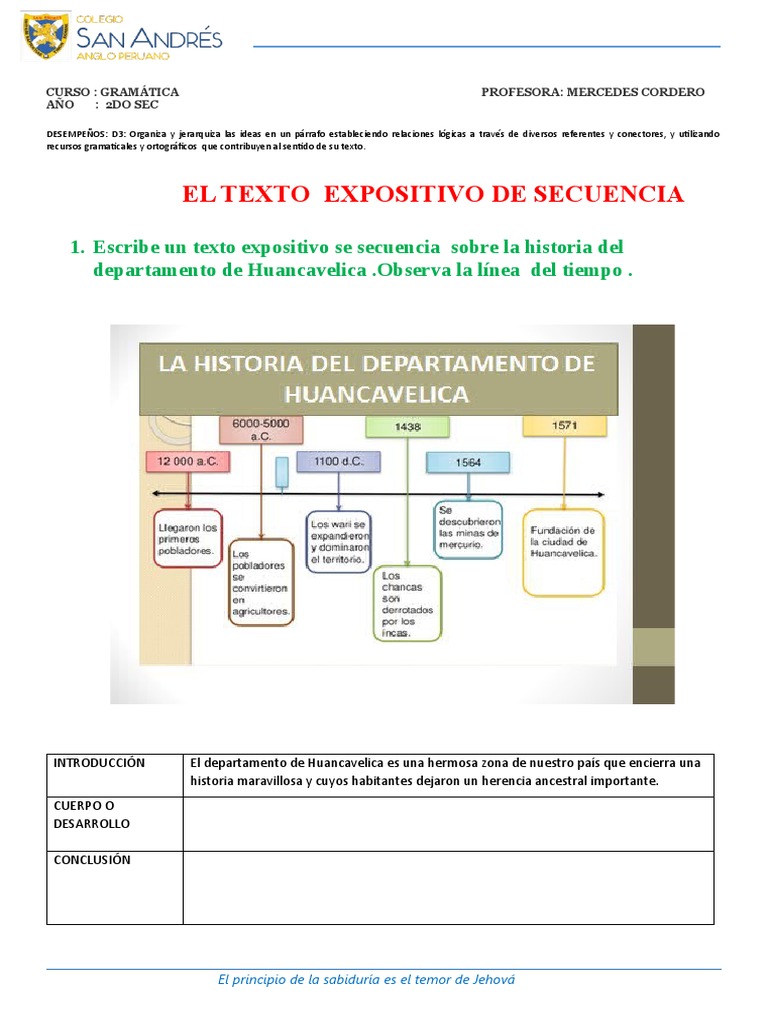 Actividad - El Texto Expositivo de Secuencia - 2do Sec-2021 | PDF