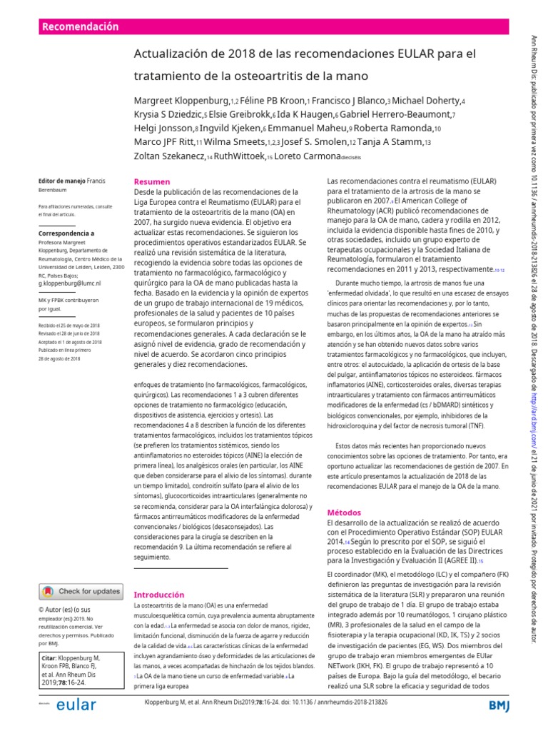 EULAR OA - En.es | PDF | Osteoartritis | Droga anti-inflamatoria libre de esteroides