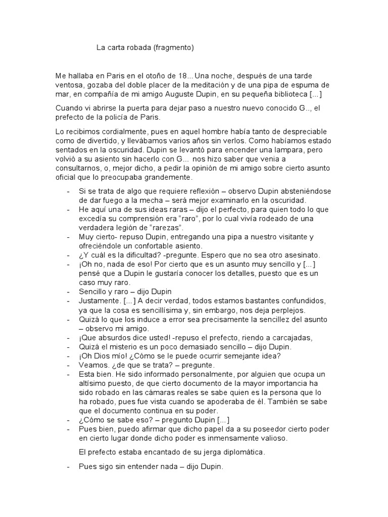 La Carta Robada Pdf