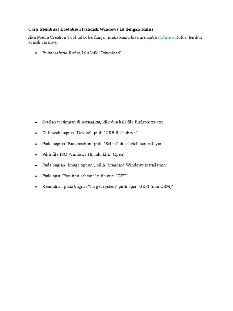 Cara Membuat Bootable Flashdisk Windows 10 Dengan Rufus | PDF | Komputer