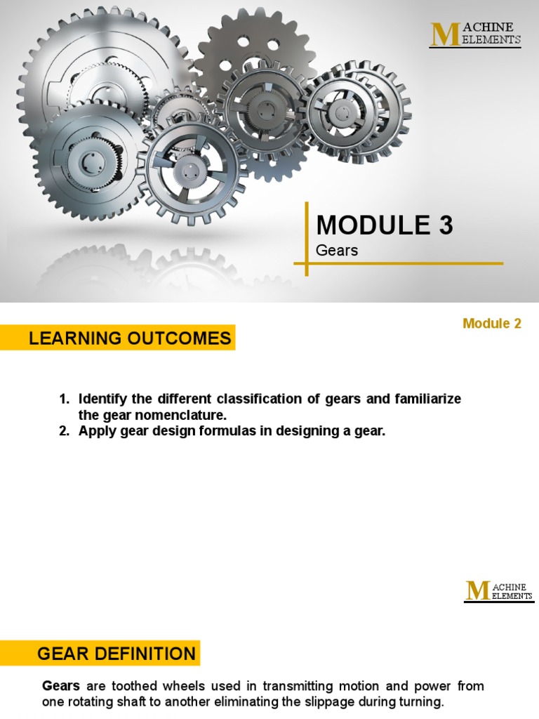 Module 3 Gears - Classification | PDF | Gear | Machines