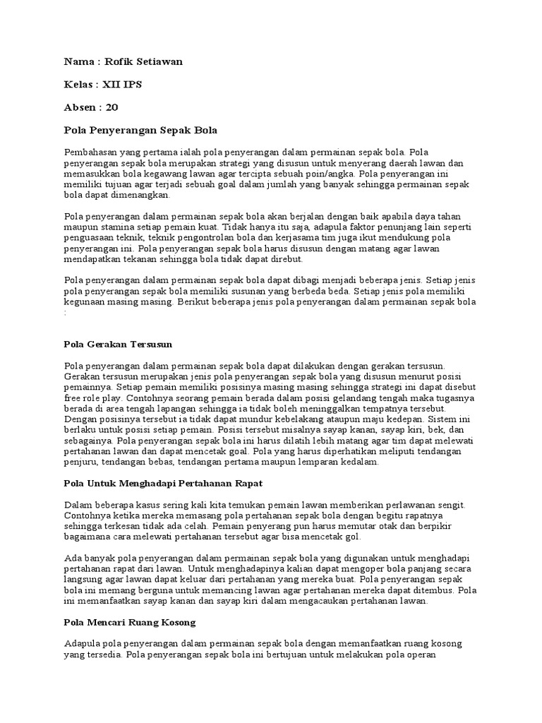 Pola Penyerangan Sepakbola Rofik | PDF