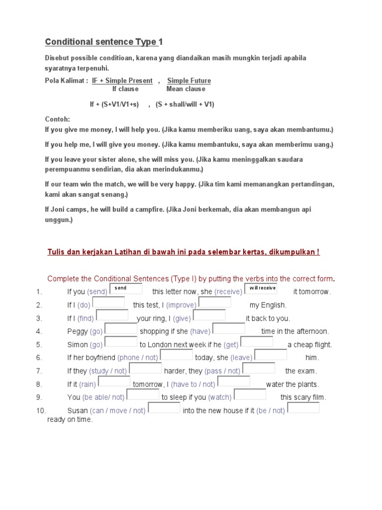 Conditional Sentence Type 1 | PDF
