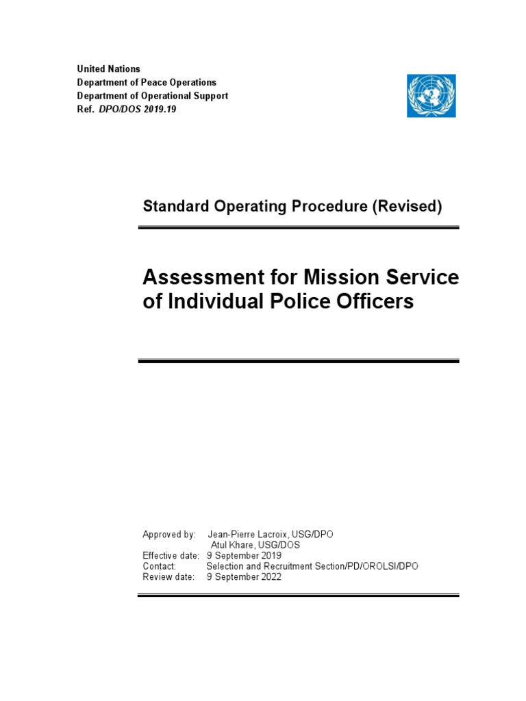 Assessment For Mission Service of Individual Police Officers | PDF ...