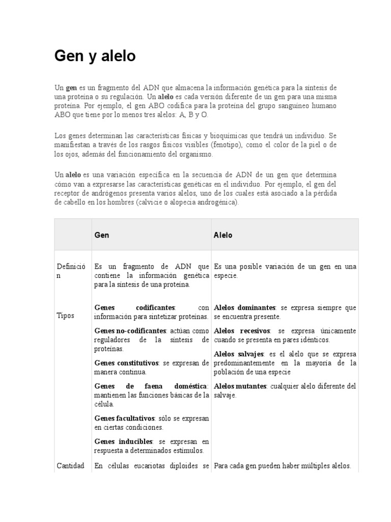 Gen y Alelo | PDF | Gene | Adn