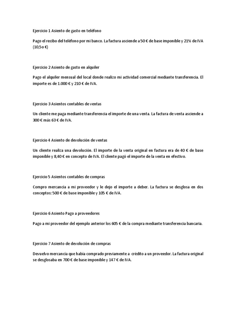 Asientos contables básicos de gastos, ventas, compras y devoluciones | PDF