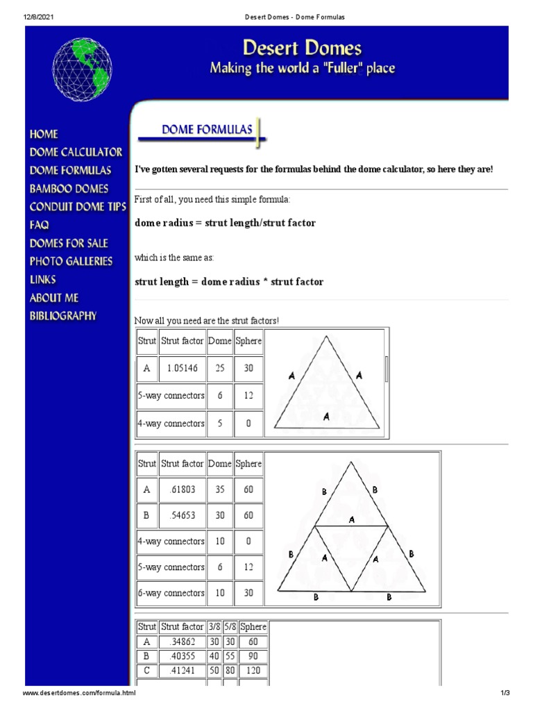 Desert Domes - Dome Formulas | PDF | Sphere | Space