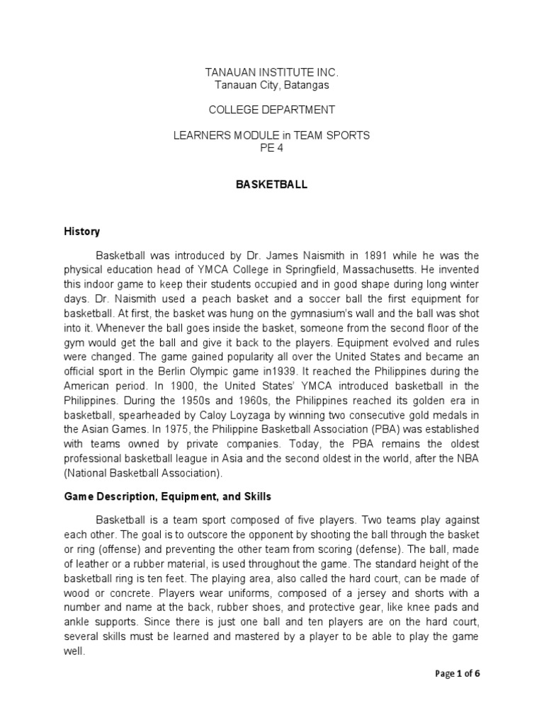 Basketball Module | PDF | Competitive Games | Rules