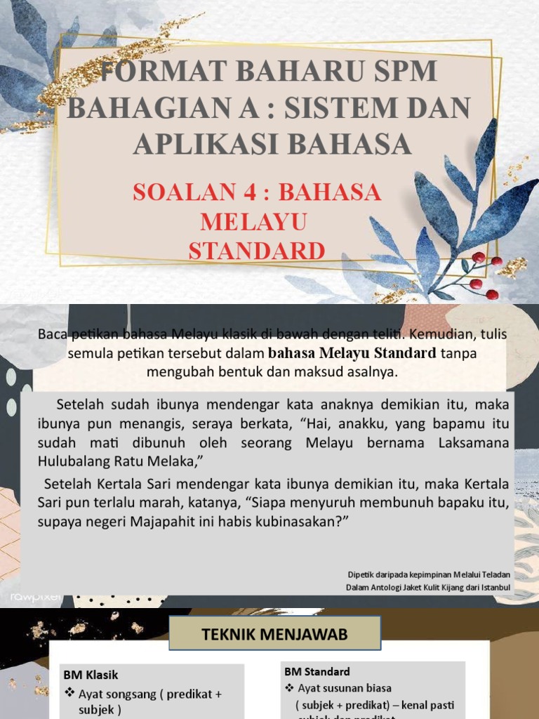 Bm Format Baharu Bm Klasik Ke Bm Standard Pdf