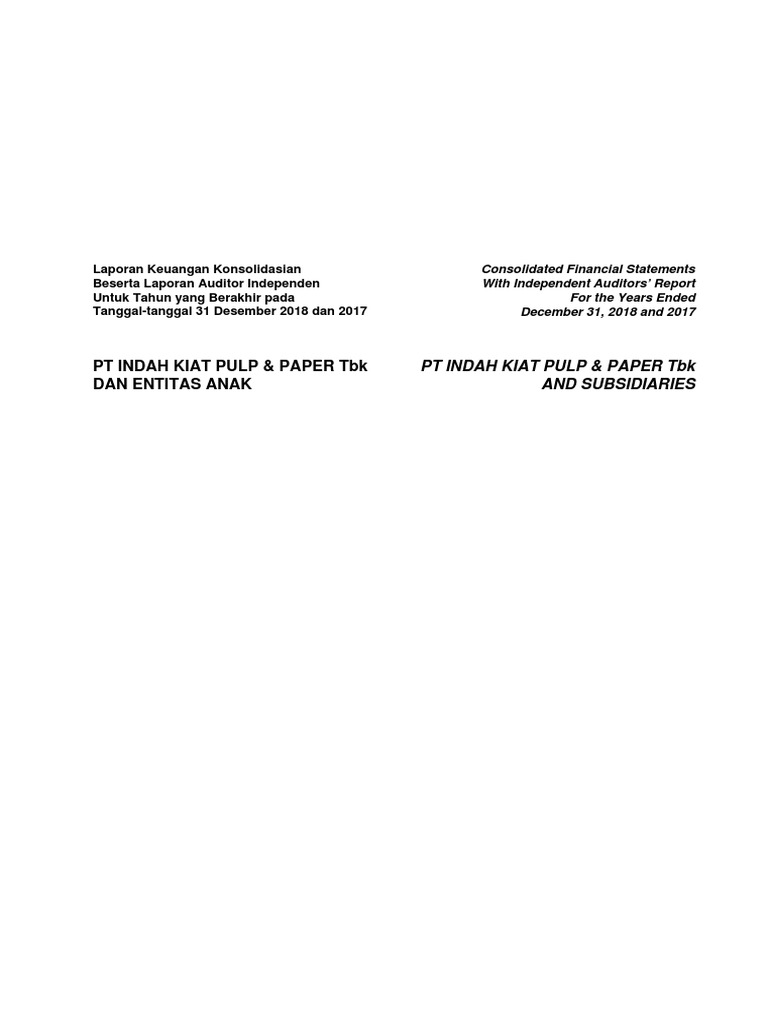 FY - 2018 - INKP - Indah Kiat Pulp & Paper TBK | PDF | Fixed Asset ...