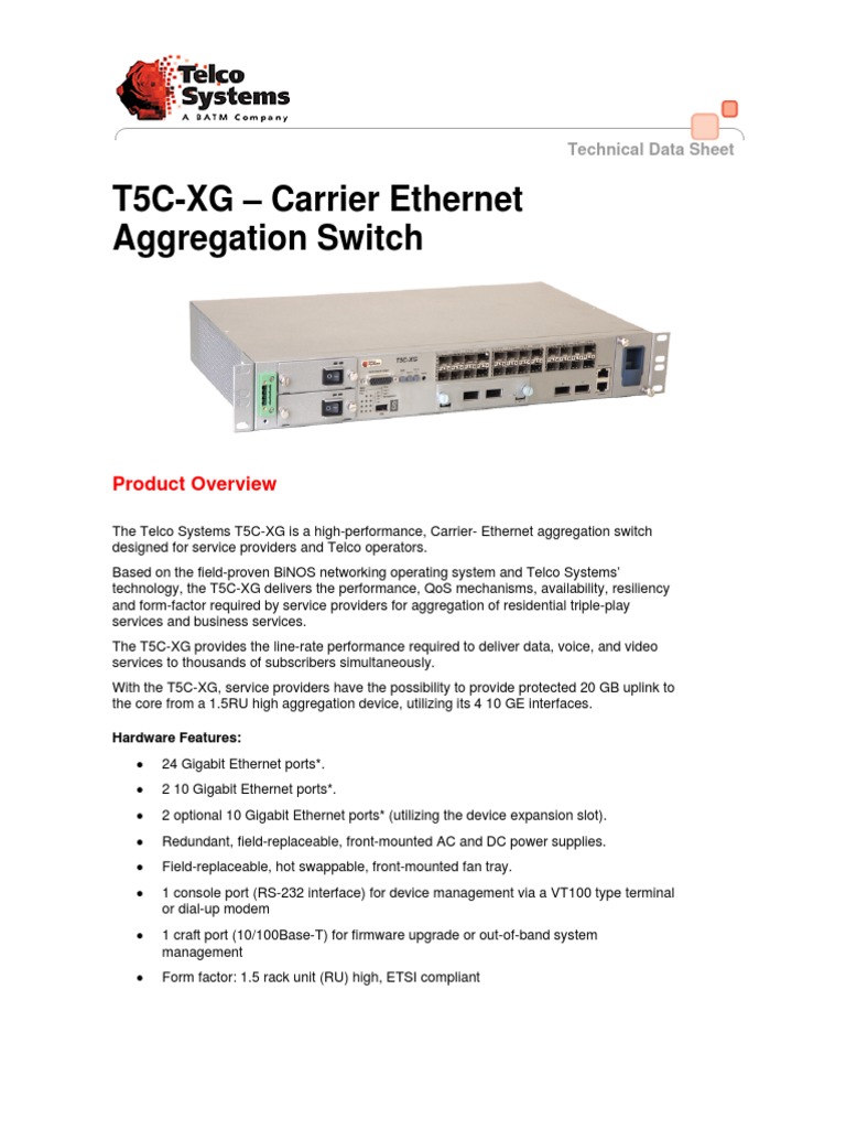 T5C-XG - Carrier Ethernet Aggregation Switch: Product Overview | PDF ...