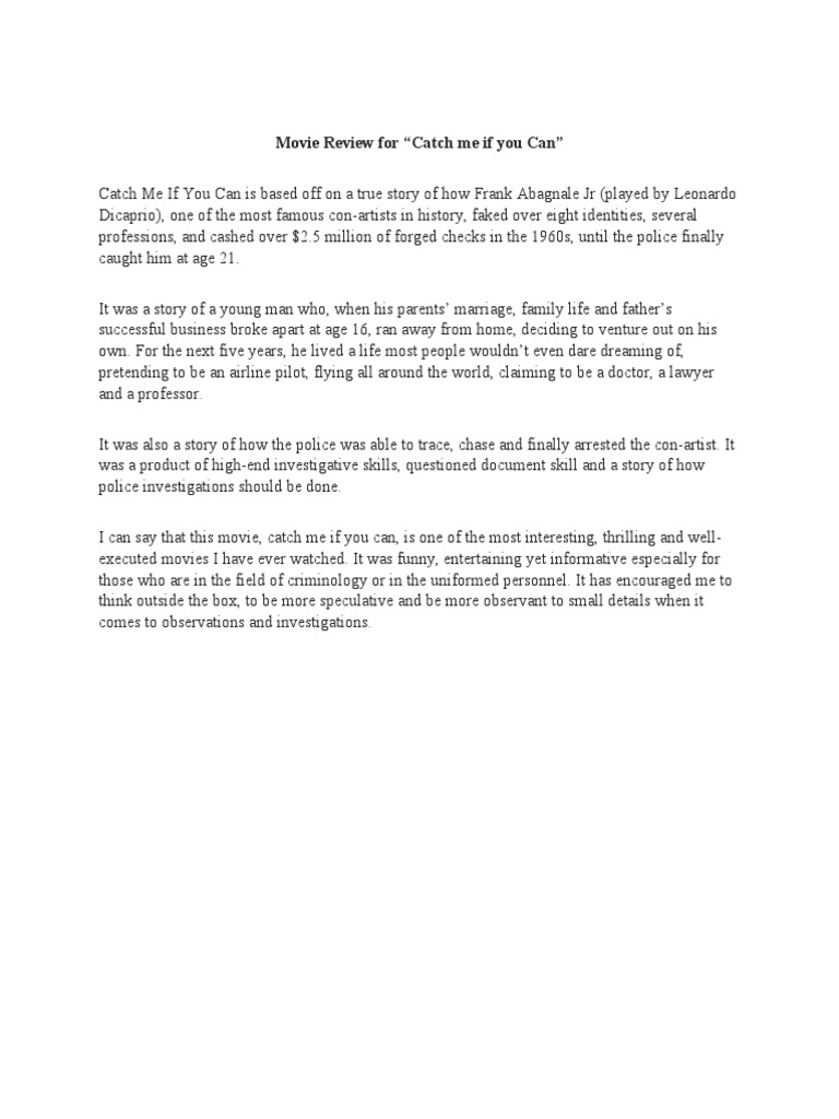 Catch Me If You Can - Movie Review | PDF