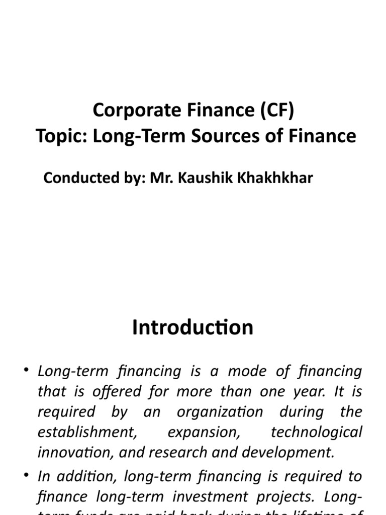 Long-Term Sources of Finance Explained | PDF | Debenture | Dividend