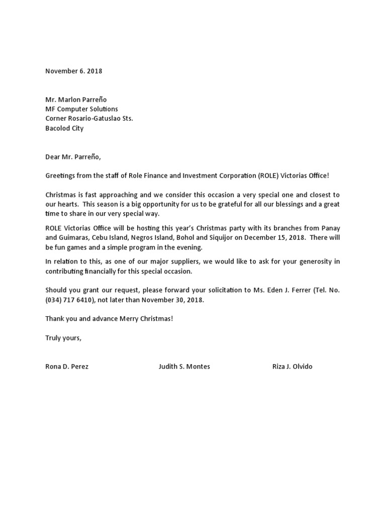 Christmas Party Solicitation | PDF | December Observances | Christmas