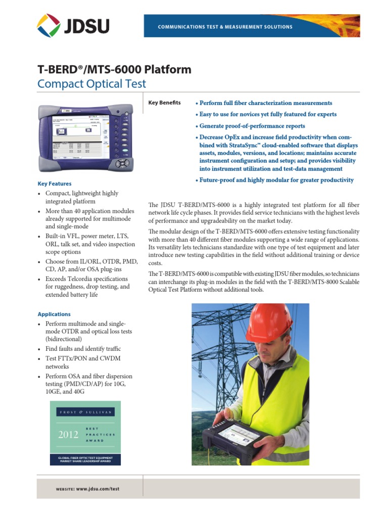 Compact Optical Test: T-BERD®/MTS-6000 Platform | PDF | Computer ...