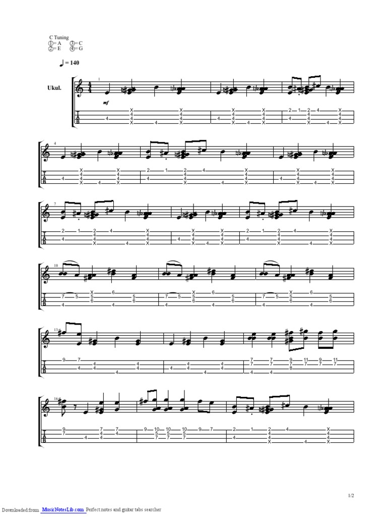 Spongebob Squarepants - Ending Theme Ukulele | PDF | Guitar Family ...