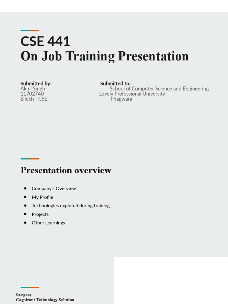 CSE 441 On Job Training Presentation: Submitted By: Submitted To | PDF ...
