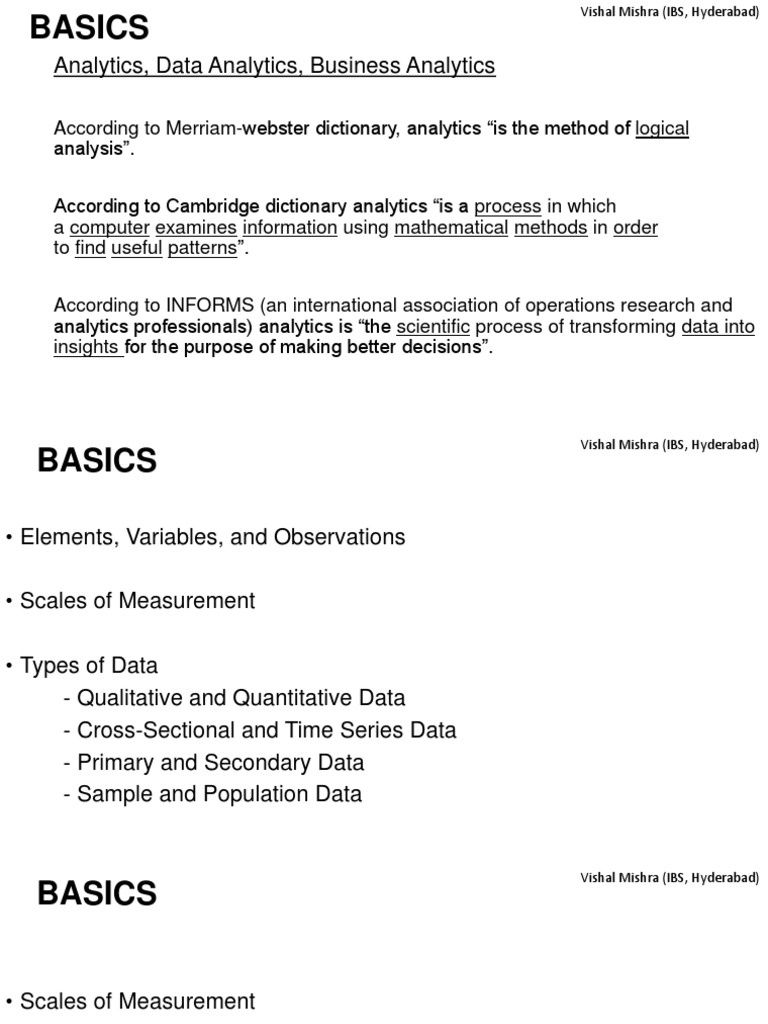 MBA 2020 Basics | PDF | Statistics | Level Of Measurement