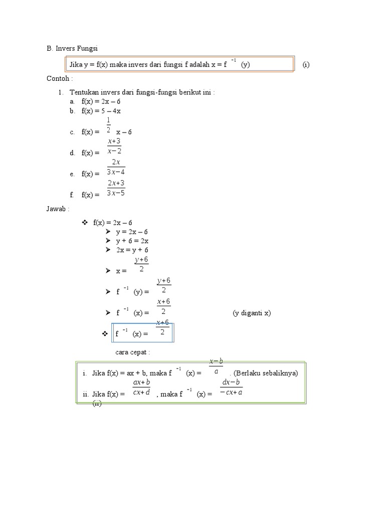 Cara Cepat Menghitung Invers Fungsi | PDF