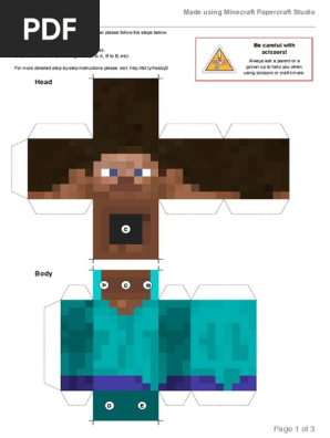 Minecraft Papercraft Steve Med Kappe
