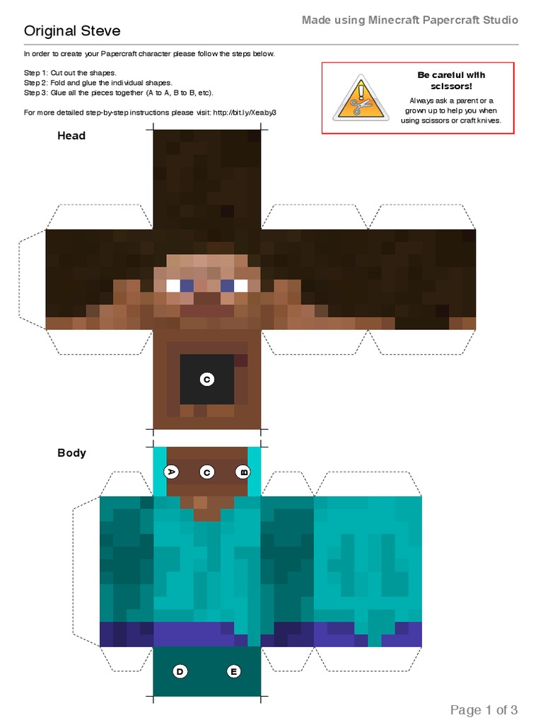 Minecraft Papercraft Steve Head