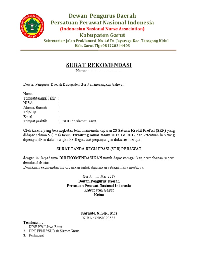 Form Rekomendasi DPD Ppni STR | PDF | Kesehatan Holistik