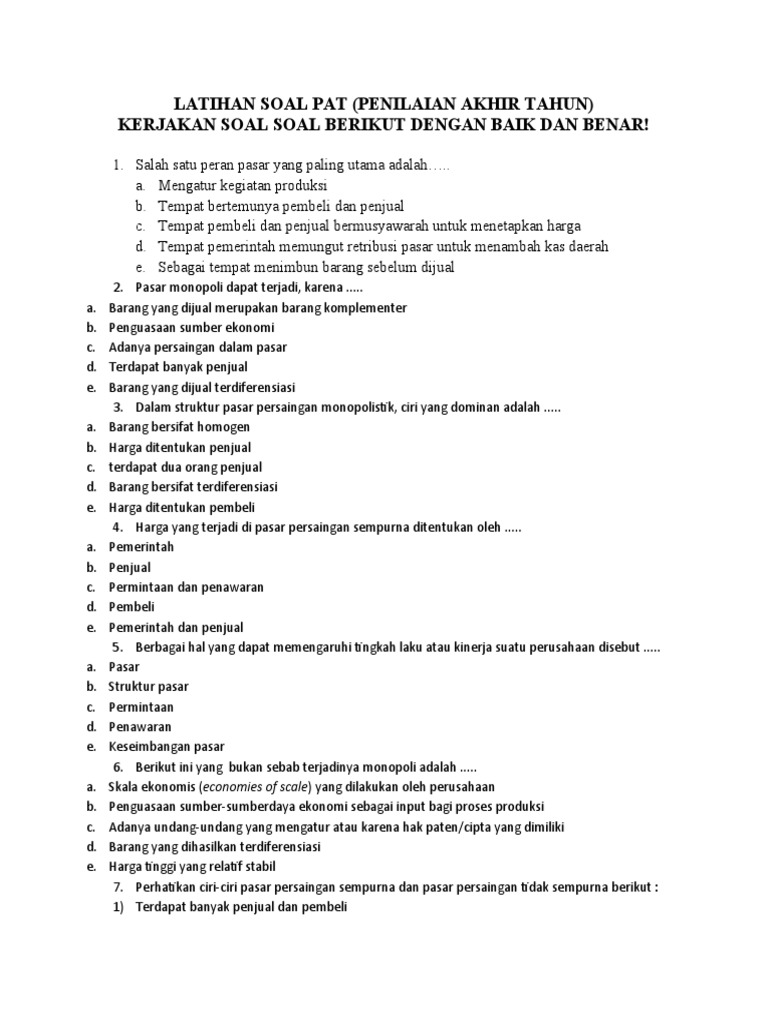 I Am Sharing 'LATIHAN SOAL PAT' With You | PDF