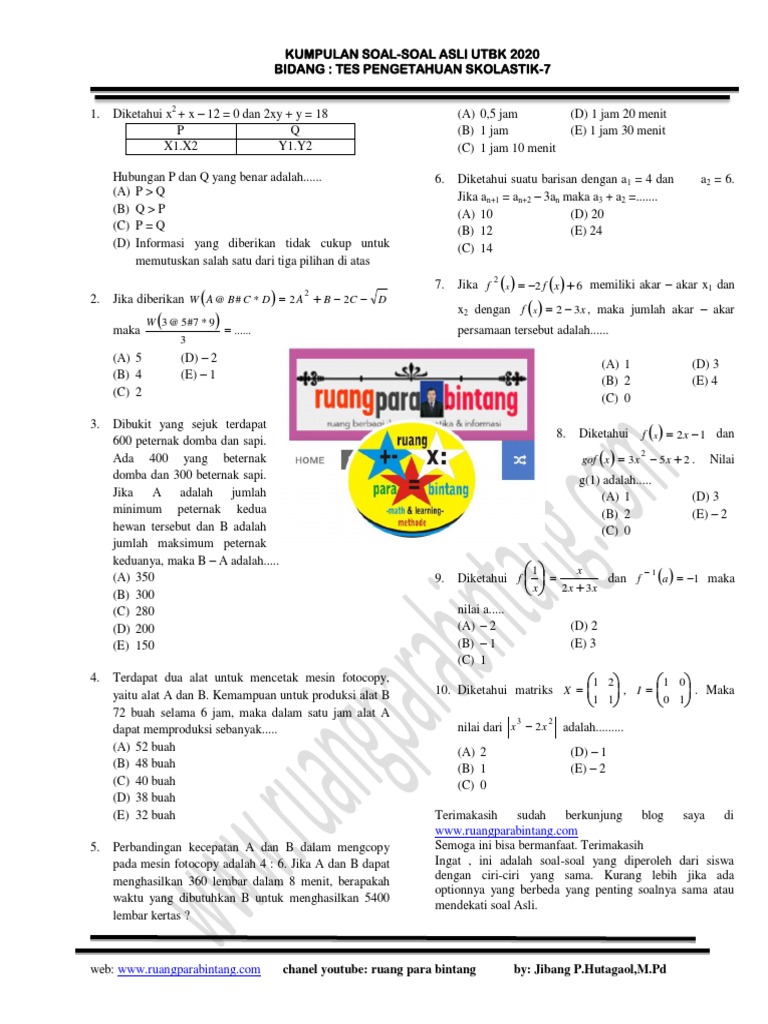 Soal Asli TPS UTBK 2020 - 7 Baru | PDF | Metode & Bahan Ajar