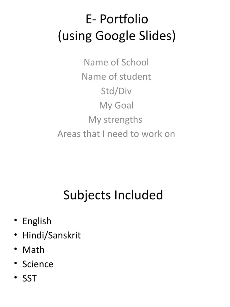E - Portfolio Format | PDF