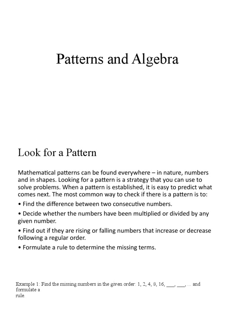 Patterns and Algebra | PDF | Career & Growth | Self-Improvement