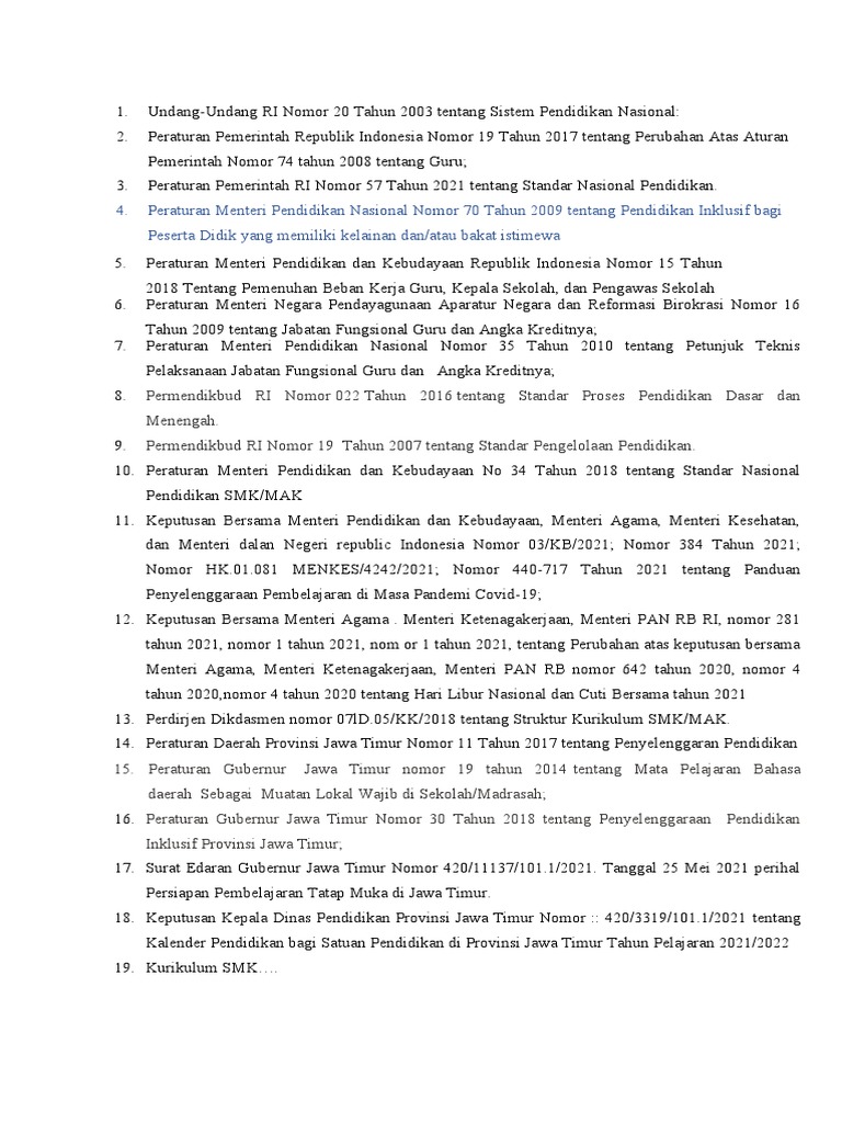 Draft Konsideran SK PBM 2021-2022-REVISI 1 | PDF