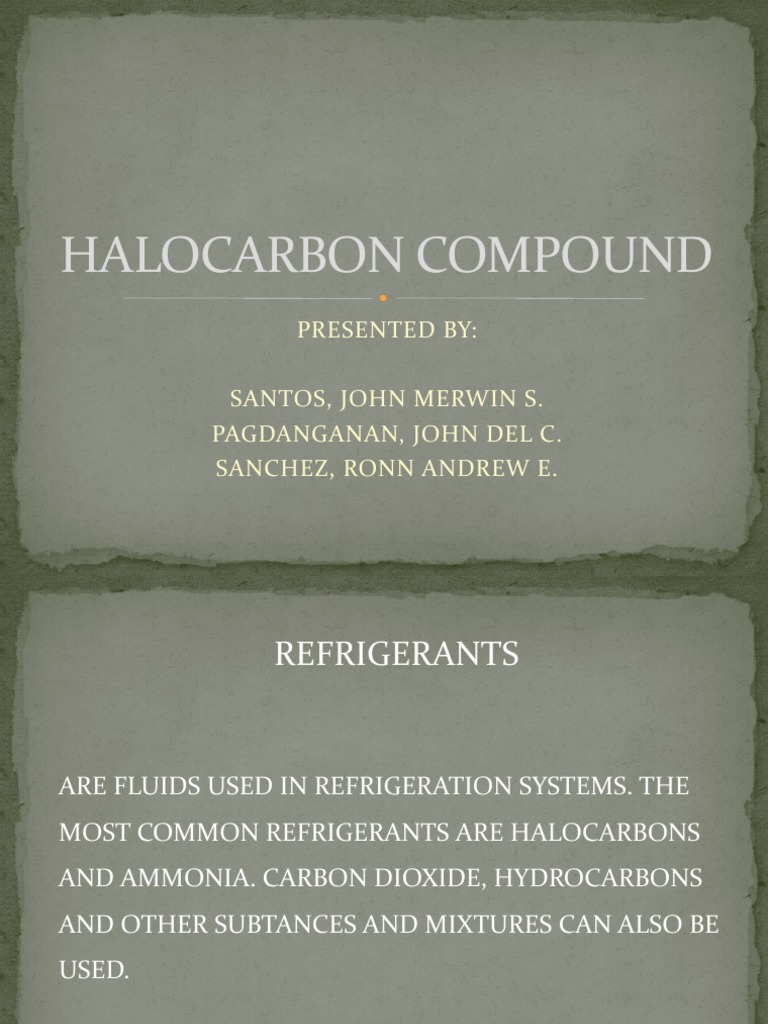 Halocarbon Compound: Presented By: Santos, John Merwin S. Pagdanganan ...