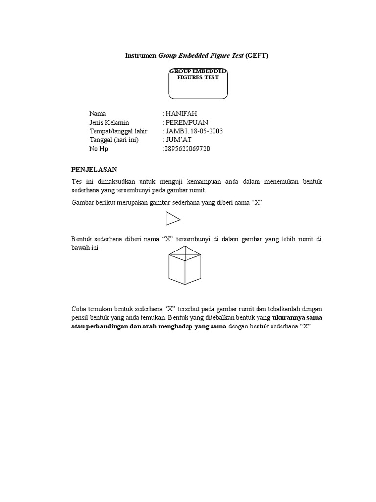 Instrumen Group Embedded Figure Test | PDF