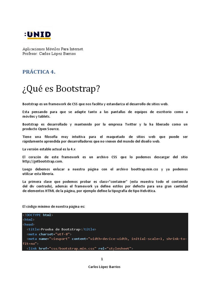 Practica 4 | PDF | Bootstrap (marco frontal) | HTML