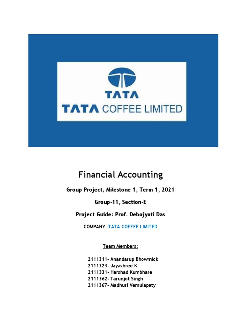 Financial Accounting: Group Project, Milestone 1, Term 1, 2021 Group-11, Section-E Project Guide ...