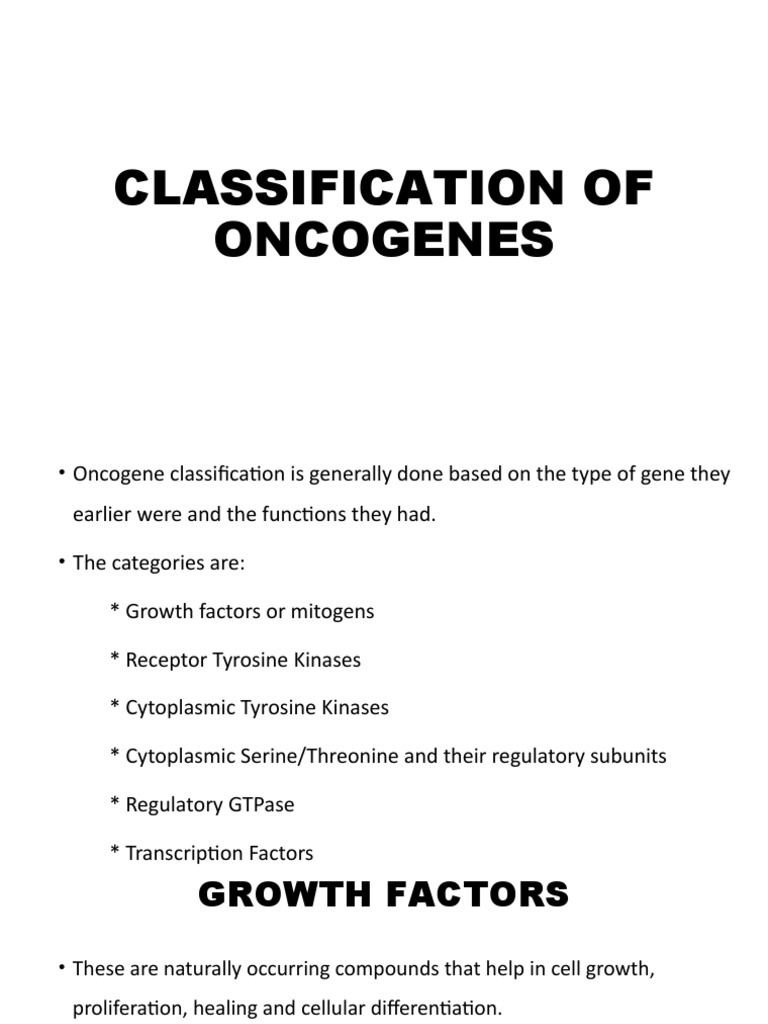 Oncogene Classification Overview | PDF | Tyrosine Kinase | Cancer