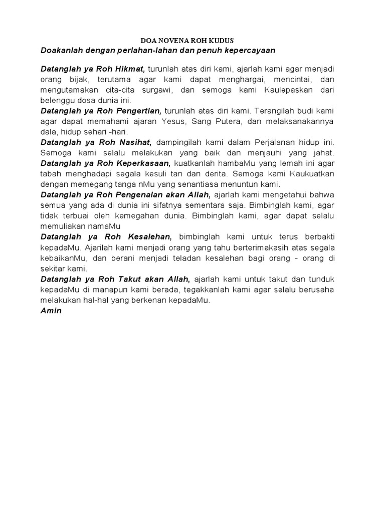 Doa Novena Roh Kudus | PDF