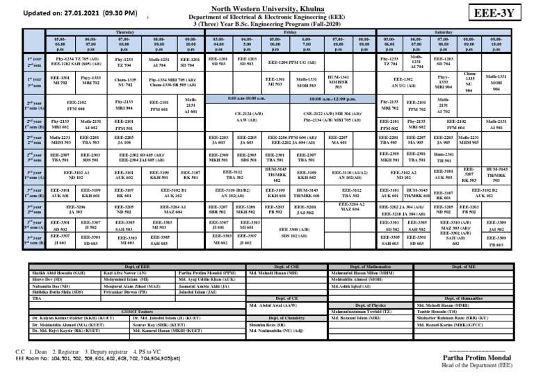 B.Sc. Engineering Program Schedule EEE | PDF