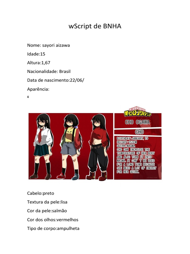 Script BNHA Sayori Aizawa | PDF