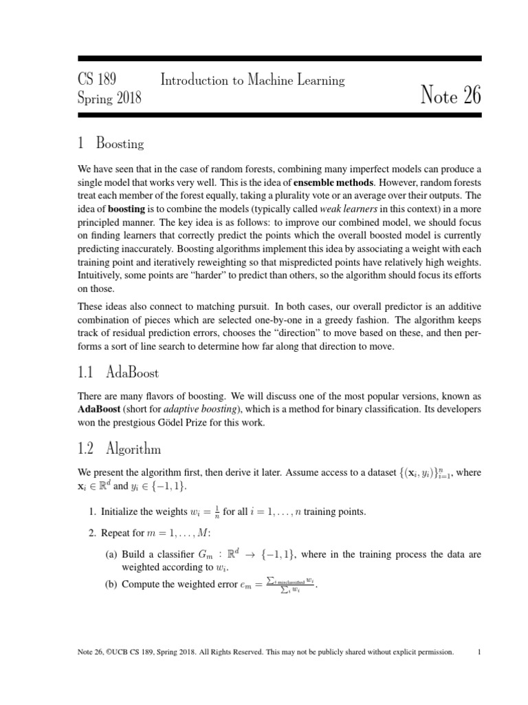 Introduction To Machine Learning Boosting Pdf Computer Programming Algorithms